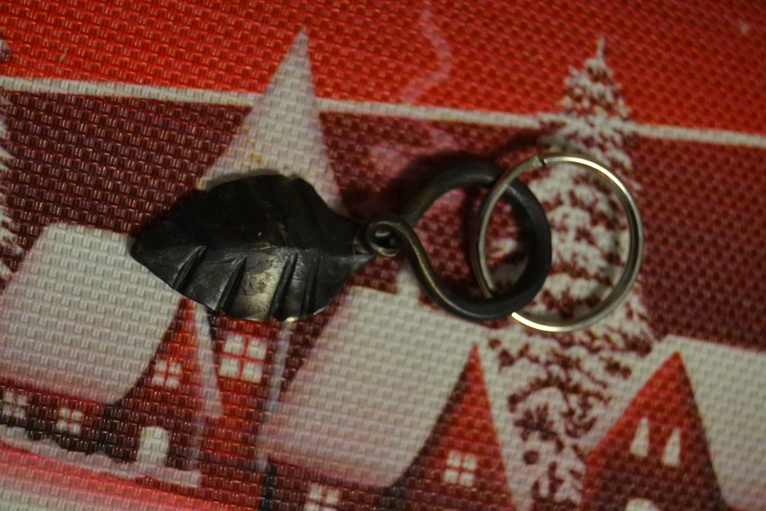 Hand Forged Leaf Keychain - Etsy