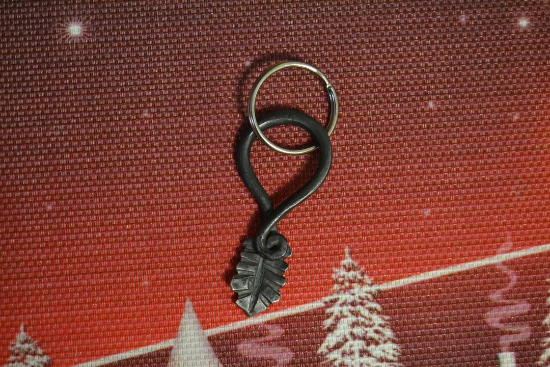 Hand Forged Leaf Keychain - Etsy