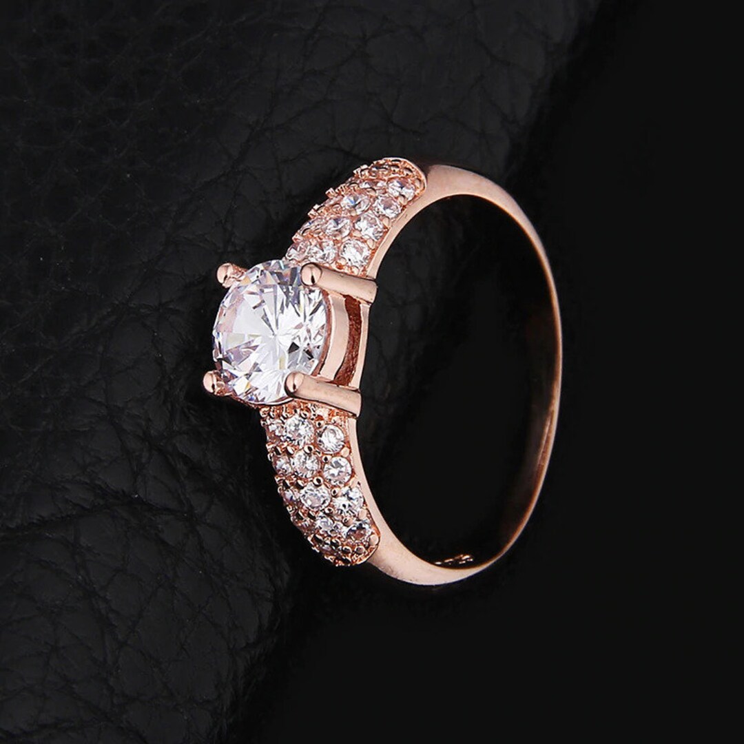 Fine Rose Gold Color Ring With Sterling Silver Trendy Vintage - Etsy