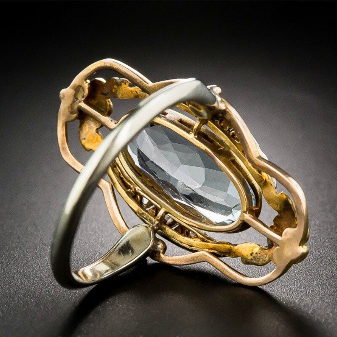 Vintage Flower Female Crystal Oval Ring Dainty Gold Silver - Etsy