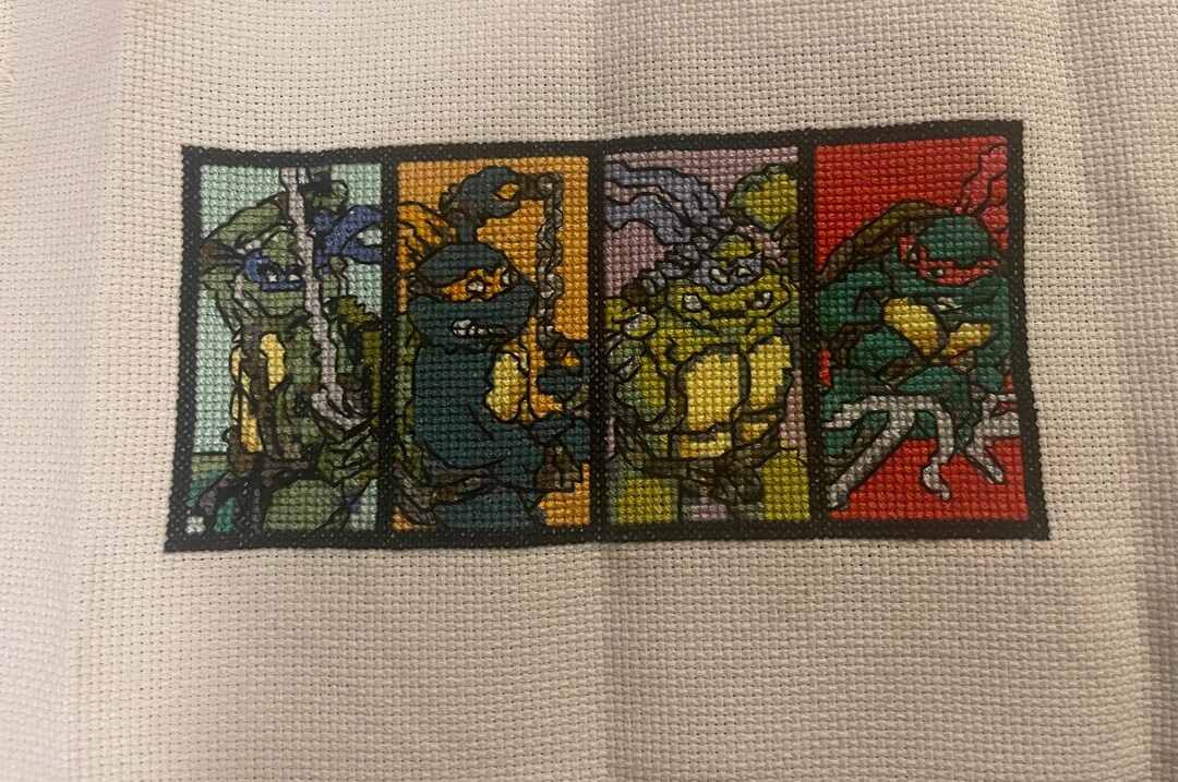 Teenage Mutant Ninja Turtles Arcade Inspired Cross Stitch - Unframed ...