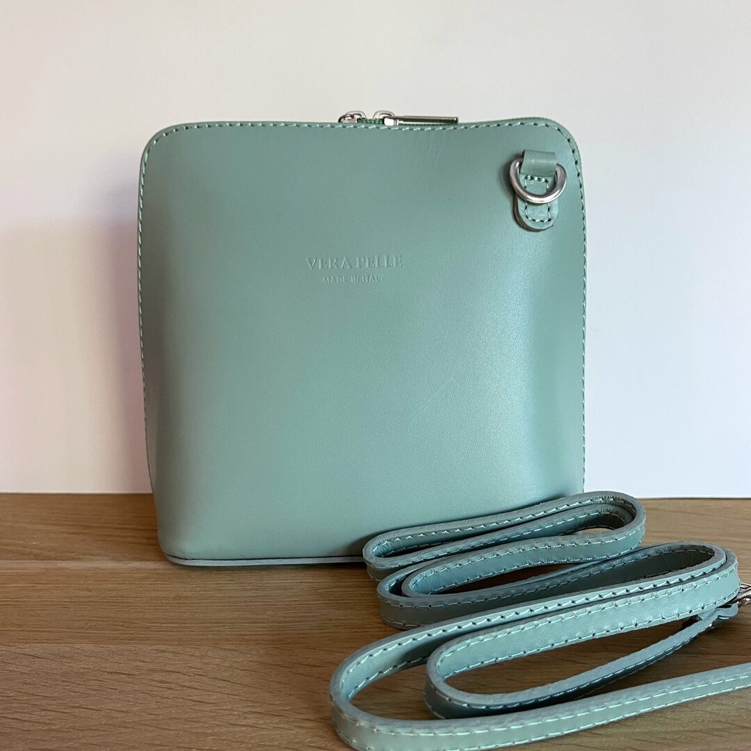 "piccolo" Handbag, Sky Blue Italian Leather Shoulder Strap - Many ...
