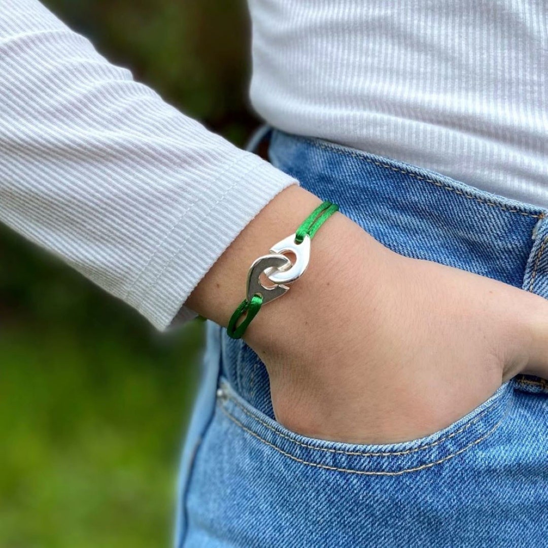 Maxi Handcuff Bracelet on Satin Cord Adjustable Several Colors ...