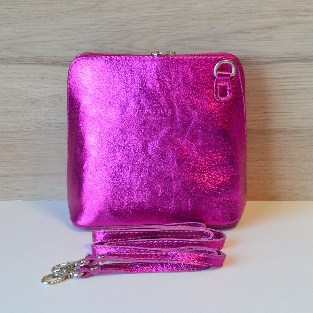 Piccolo Shoulder Bag - Italian Fuchsia Pink Glitter Leather - Many ...
