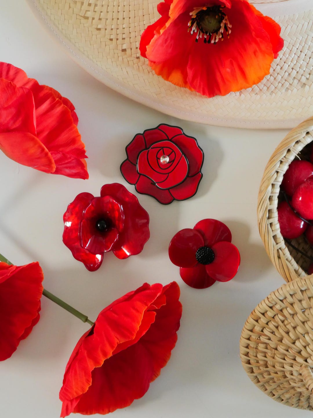 Poppy Fancy Brooches – Red Acrylic Plexi Brooches – Gift Idea ...