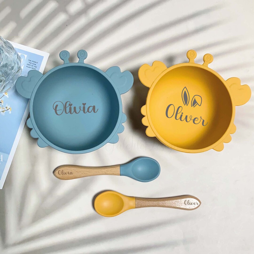 Custom Crab Baby Cutlery and Spood, Custom Baby Name Bowl, Personalized ...