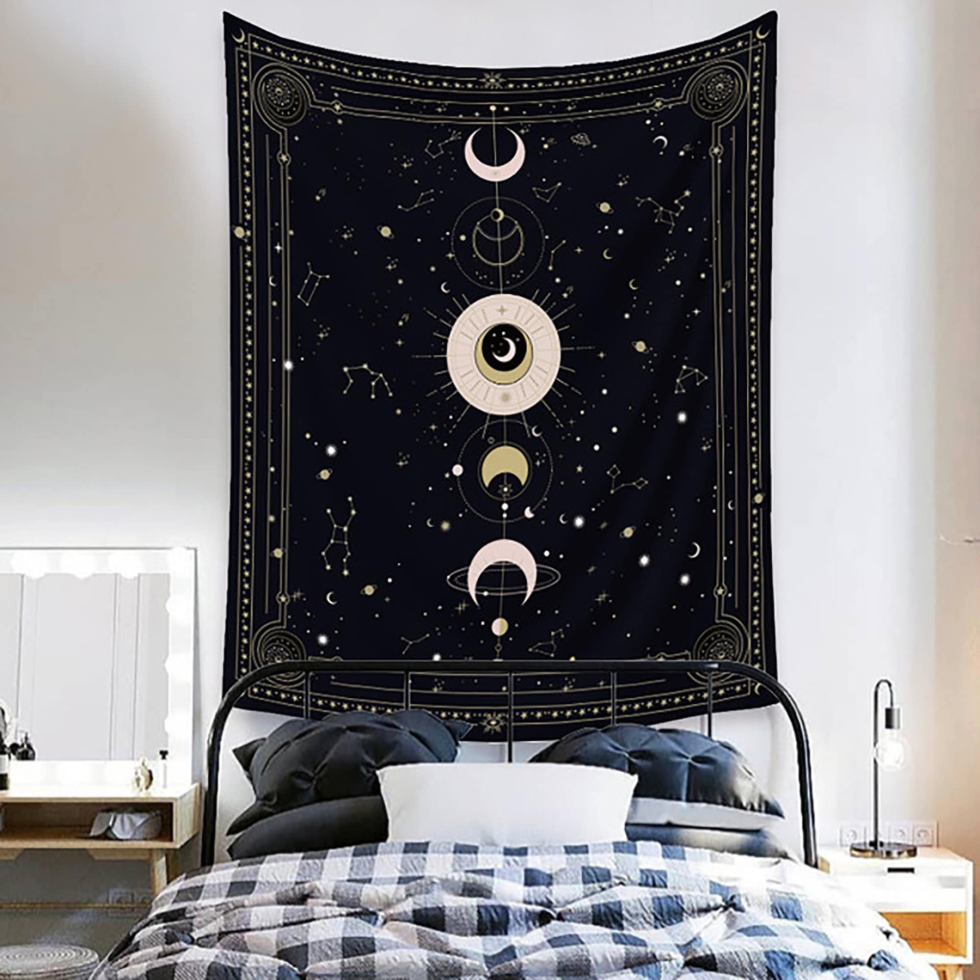 Stars and moon Wall Tapestry Moon phase Tapestry Moon Art | Etsy