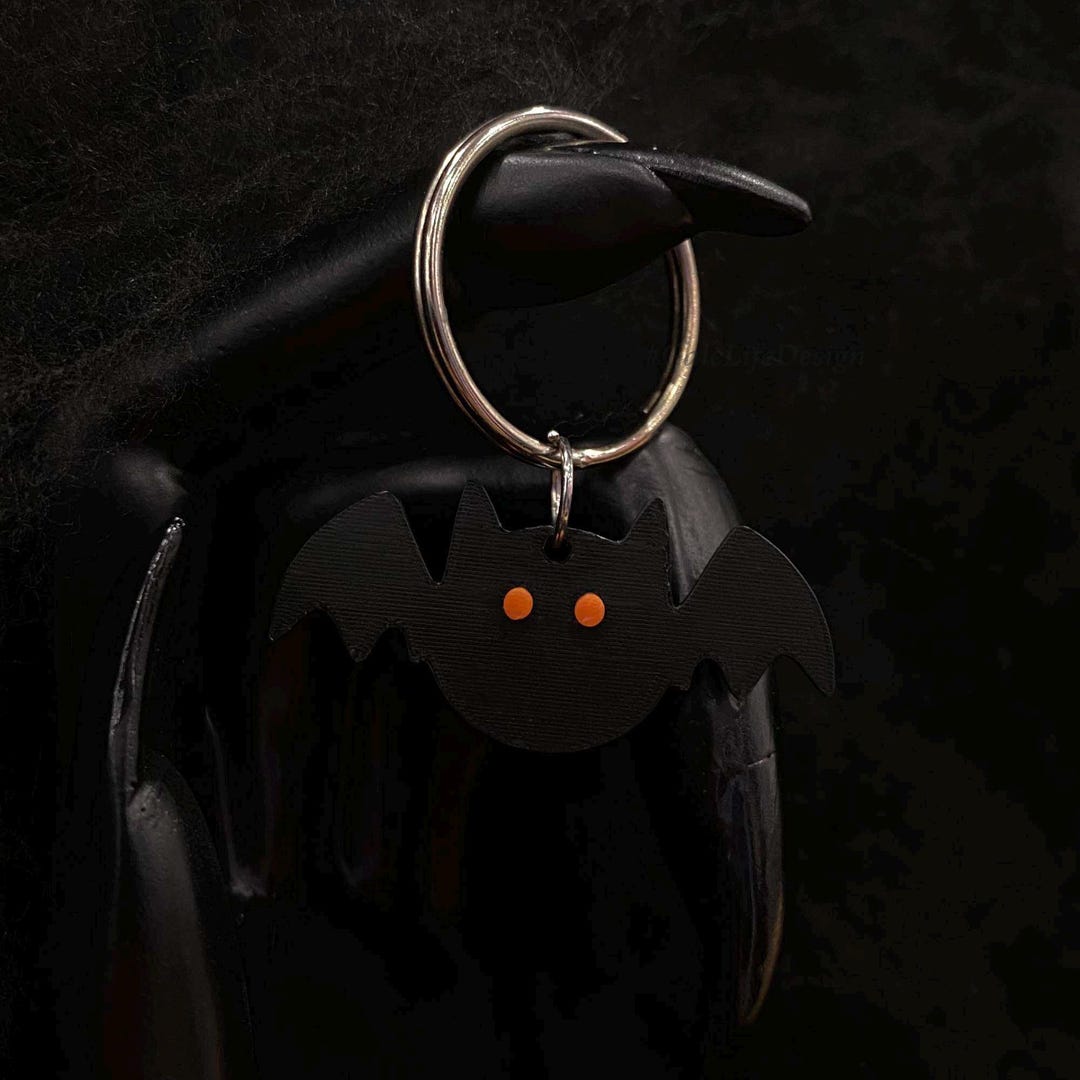 Black Bat Key Rings, 3D Printed Bat Keychain, Horror Halloween ...