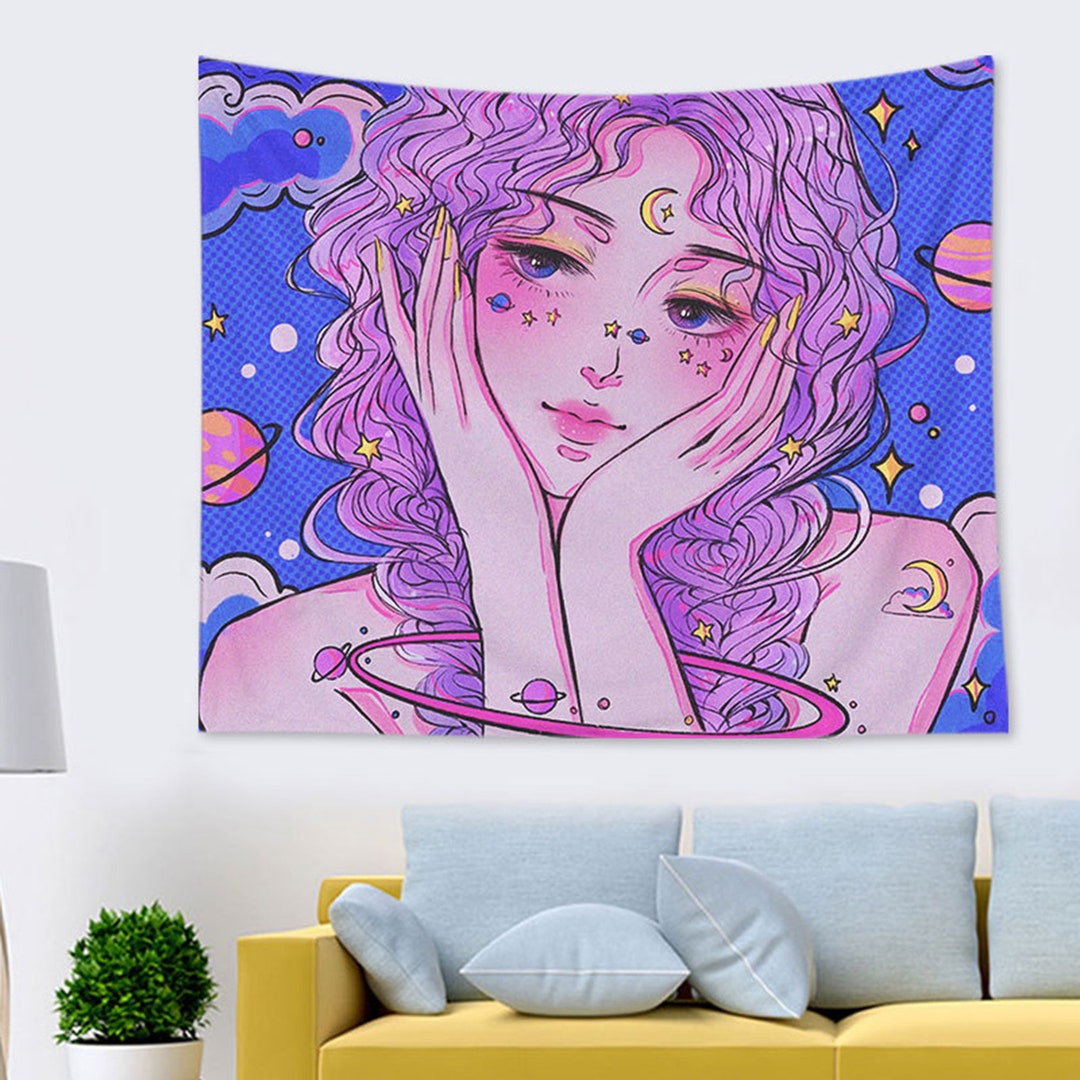 4 Style Pinnk Cute Girl Tapestry INS Style Tapestry Cartoon - Etsy