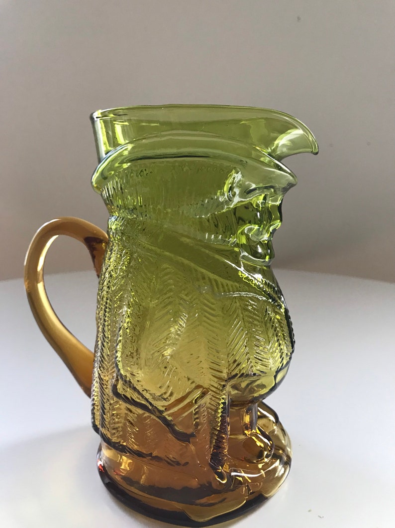 Vintage: Glass Toby Jug Green and Amber - Etsy