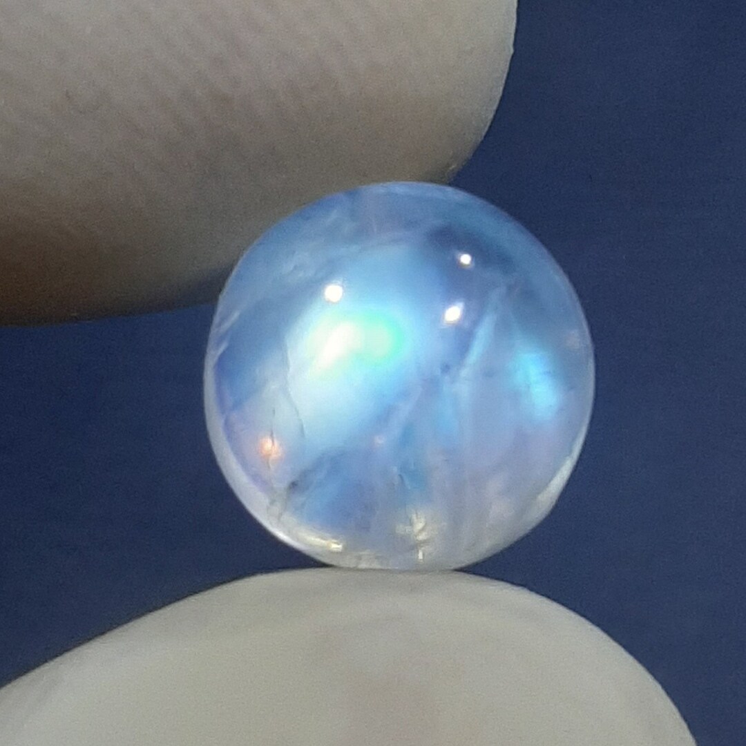 Rainbow Moonstone Flashy Cabochon Flat Back Round Gemstone 10X10X6 Mm ...