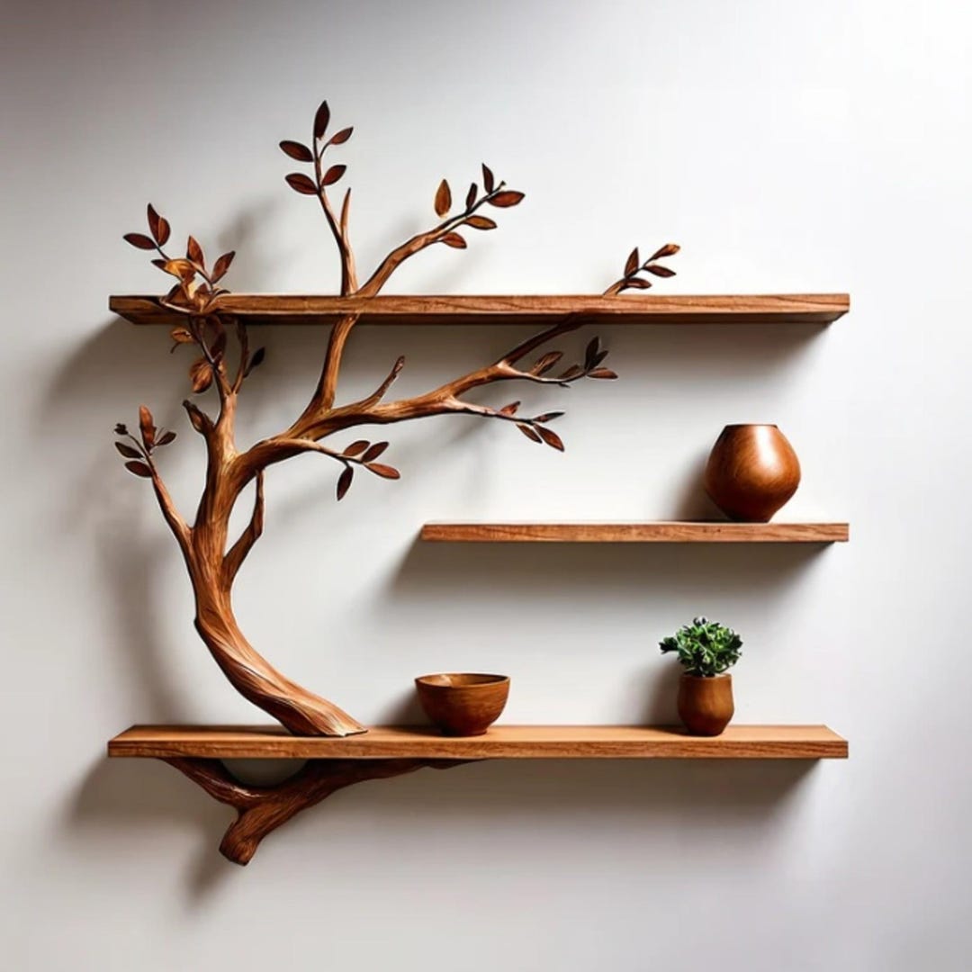 Driftwood Tree Branch Narrow Table With Twig Bookshelf, Entrance Living ...