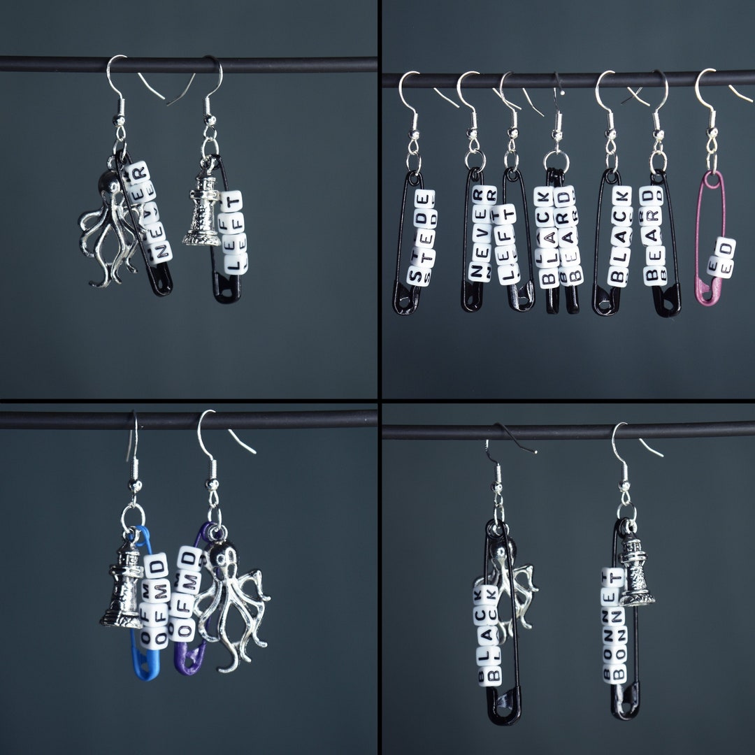 OFMD Blackbonnet Safety Pin Earrings - Our Flag Means Death - Stede ...