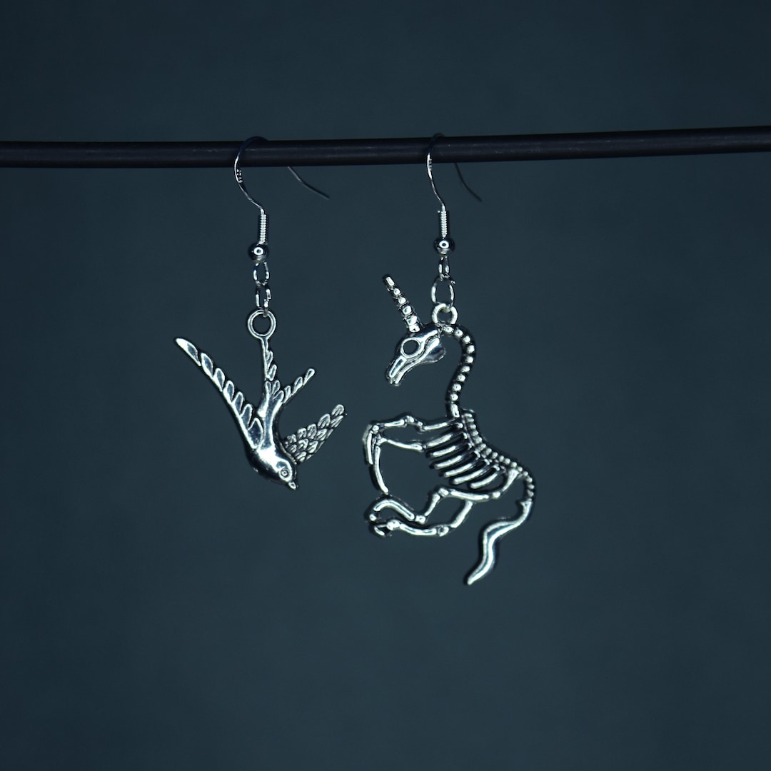 Izzy Hands Unicorn and Swallow Charm Earrings - Our Flag Means Death ...