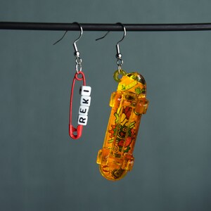 Reki Colored Safety Pin Skateboard Earrings - Reki Kyan - Sk∞ - Sk8 - Etsy