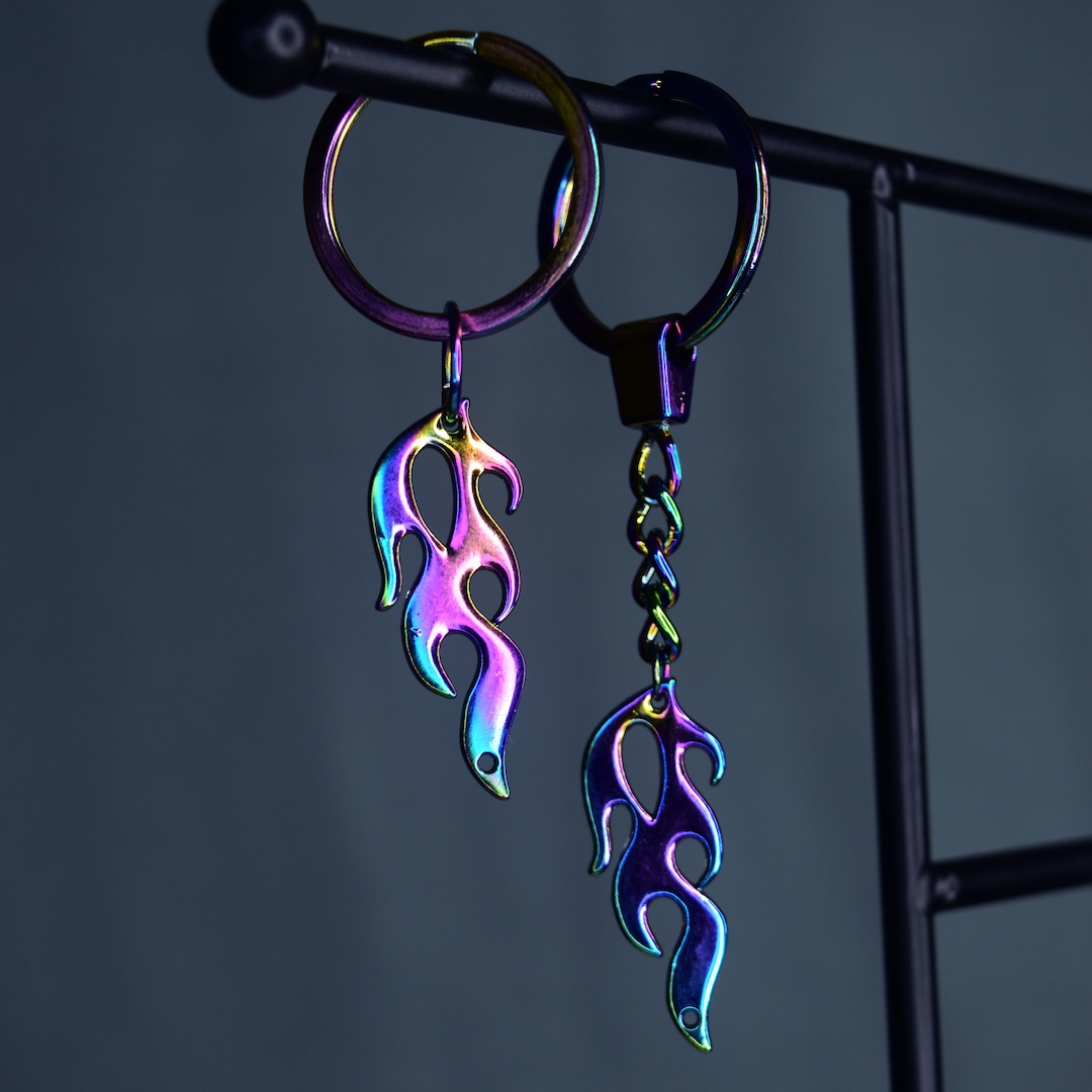 Dabi Rainbow/purple Flame and Fire Charm Keychain - Etsy