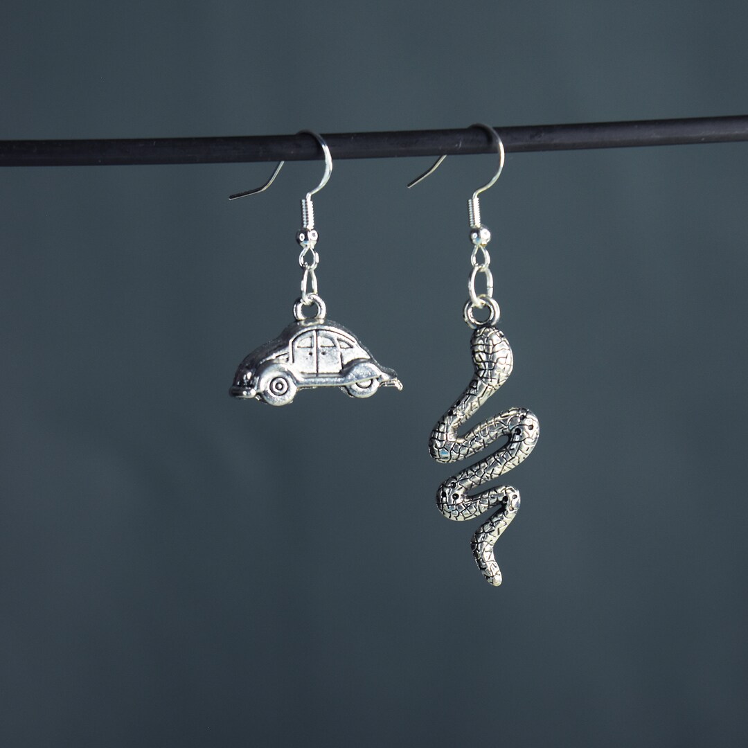 Crowley Silver Snake and Bentley Earrings - Etsy