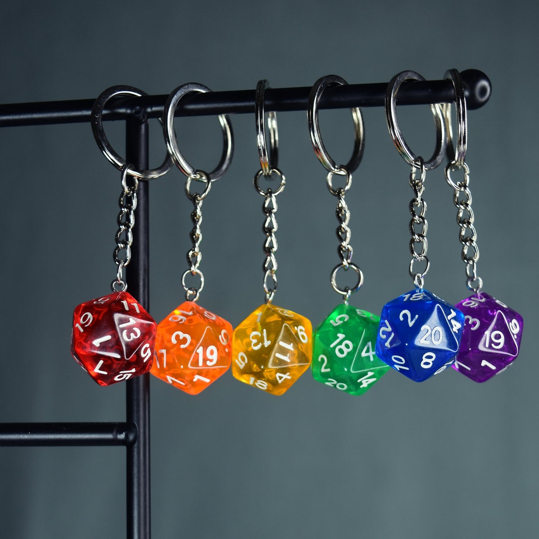 Transparent Rainbow D20 Dice Keychains - Dice and Dragons - TTRPG ...