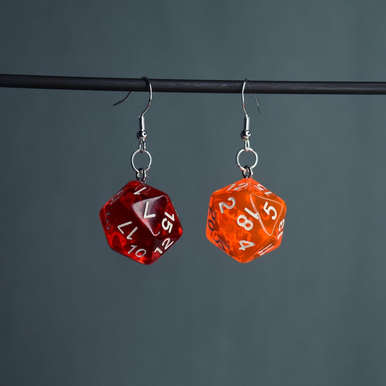 Transparent Rainbow D20 Dice Earrings Dice and Dragons - Etsy