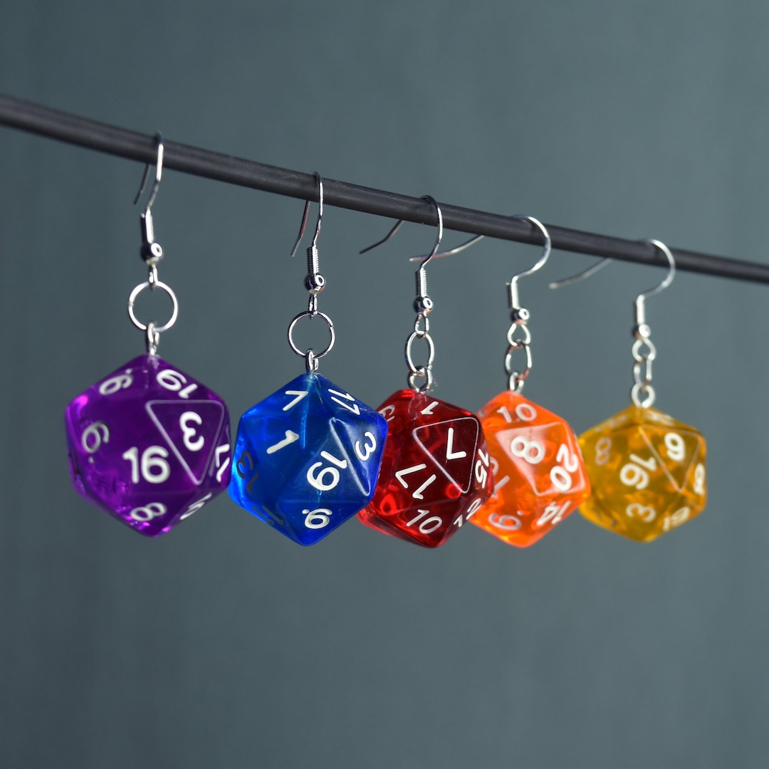 Transparent Rainbow D20 Dice Earrings Dice and Dragons - Etsy