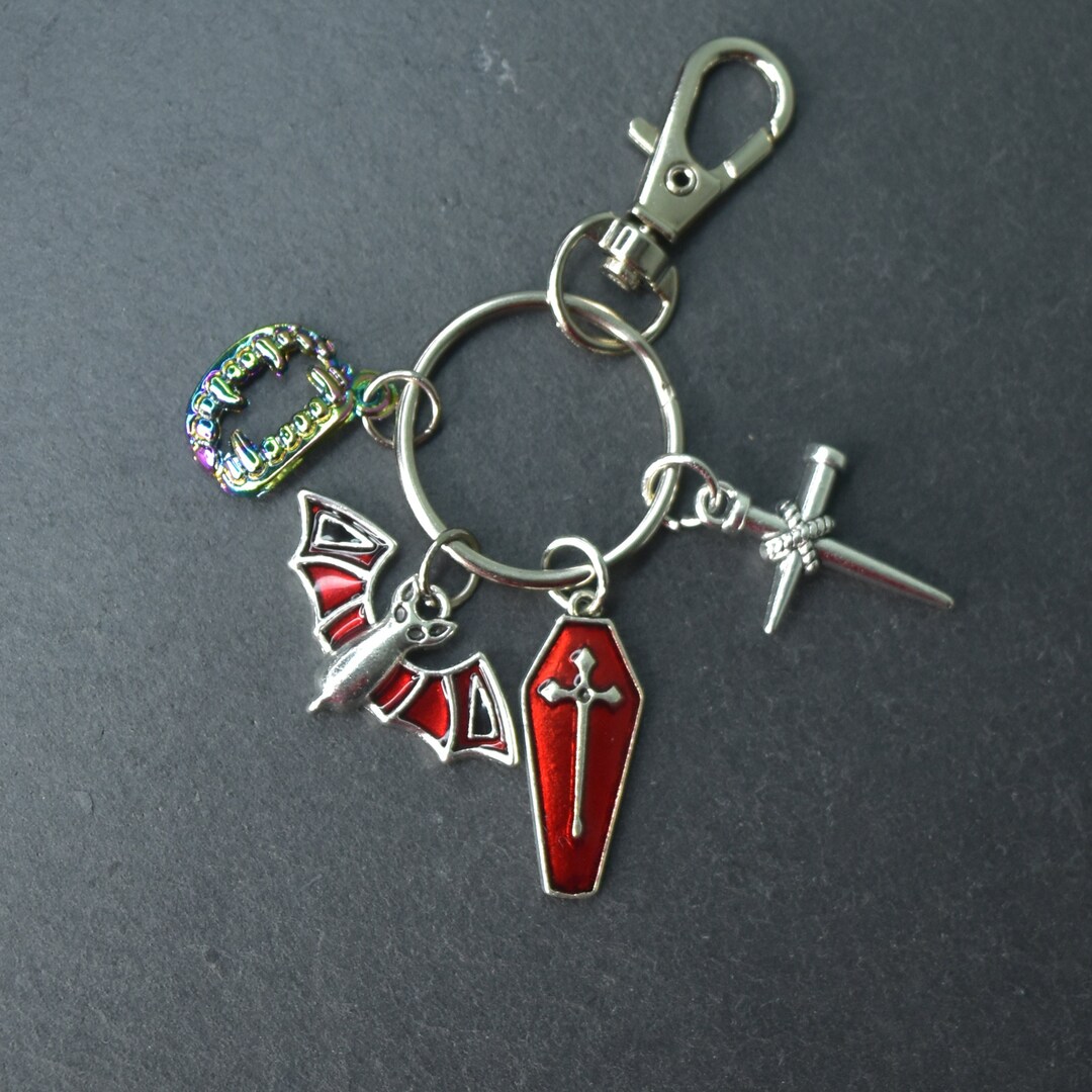 WWDITS Rainbow Bat/fang/coffin/cross Keychain With Carabiner Clip ...