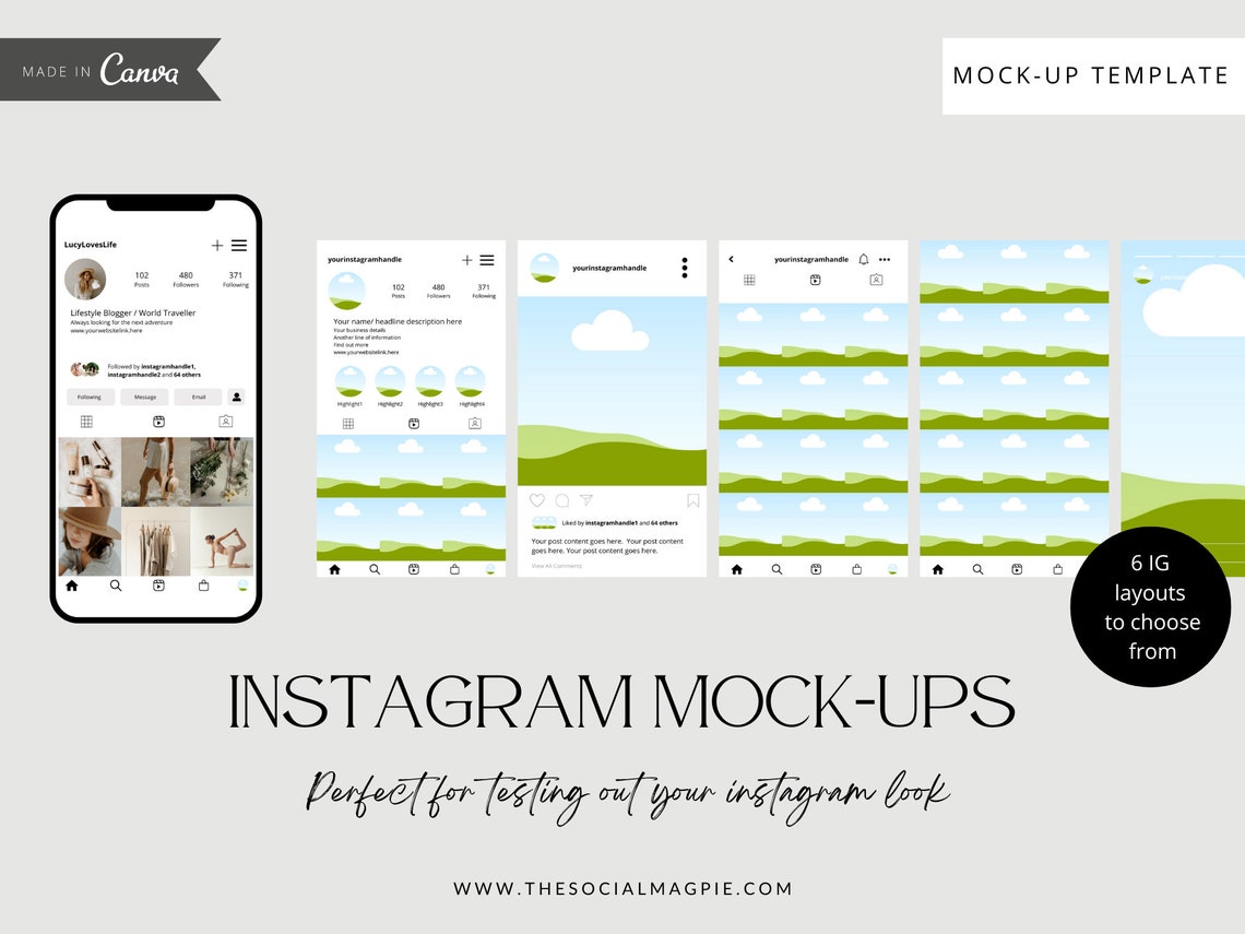 Instagram Mockup Templates, Editable Canva Templates, Instagram Profile ...