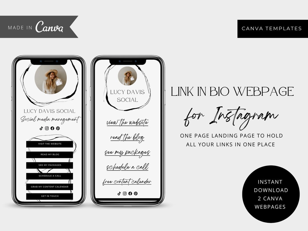 Link in Bio Page, Canva Template, Linktree Alternative, Instagram Link ...