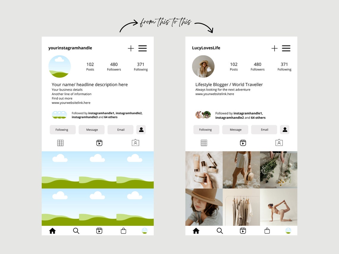 Instagram Mockup Templates: Editable Canva Profile & Feed (digital ...