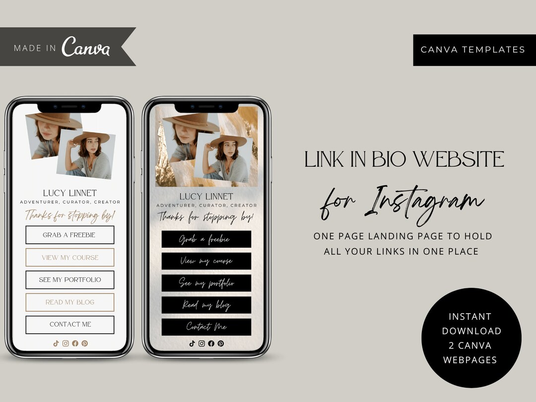 Link in Bio Page, Canva Template, Linktree Alternative, Instagram Link ...