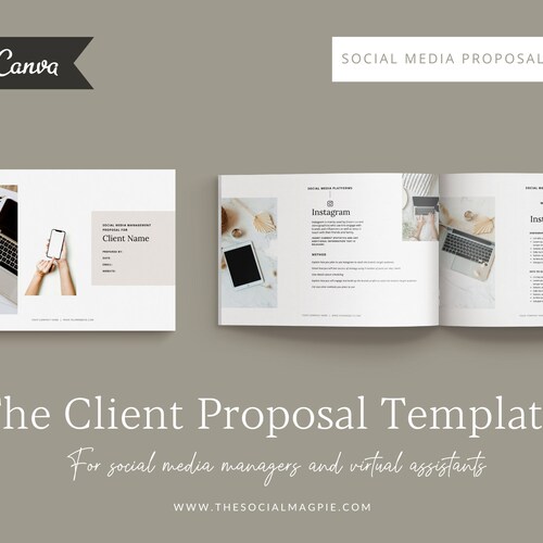 Social Media Manager Proposal Template Editable Canva Template - Etsy