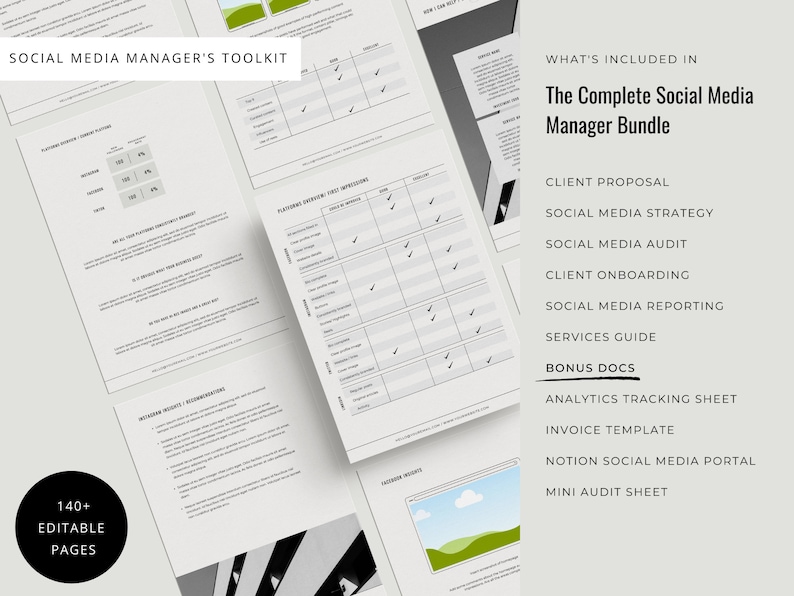 Social Media Manager Template Bundle Social Media Starter Kit Strategy ...