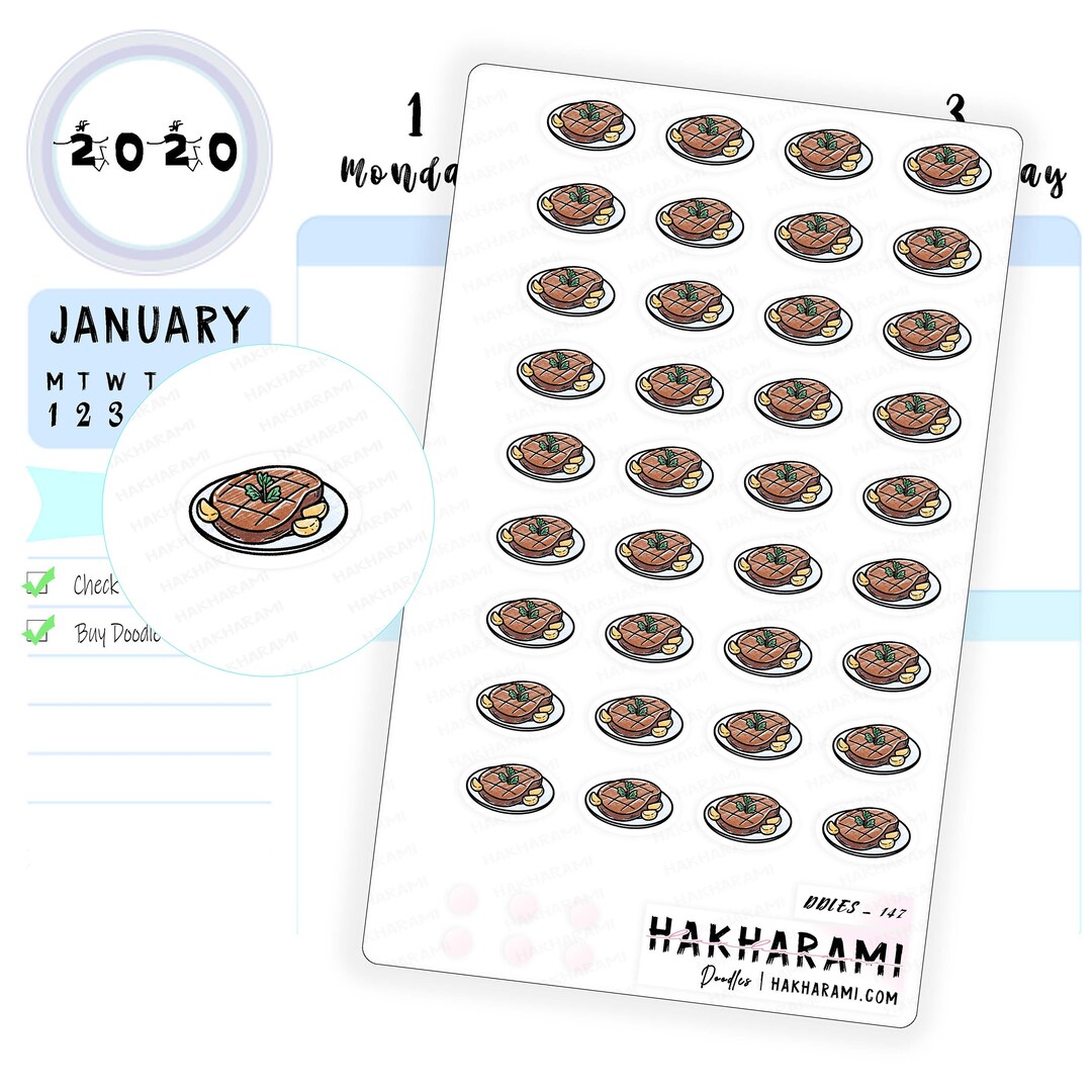 Steak Planner Stickers Foods Beefsteak Night Doodle Meal - Etsy
