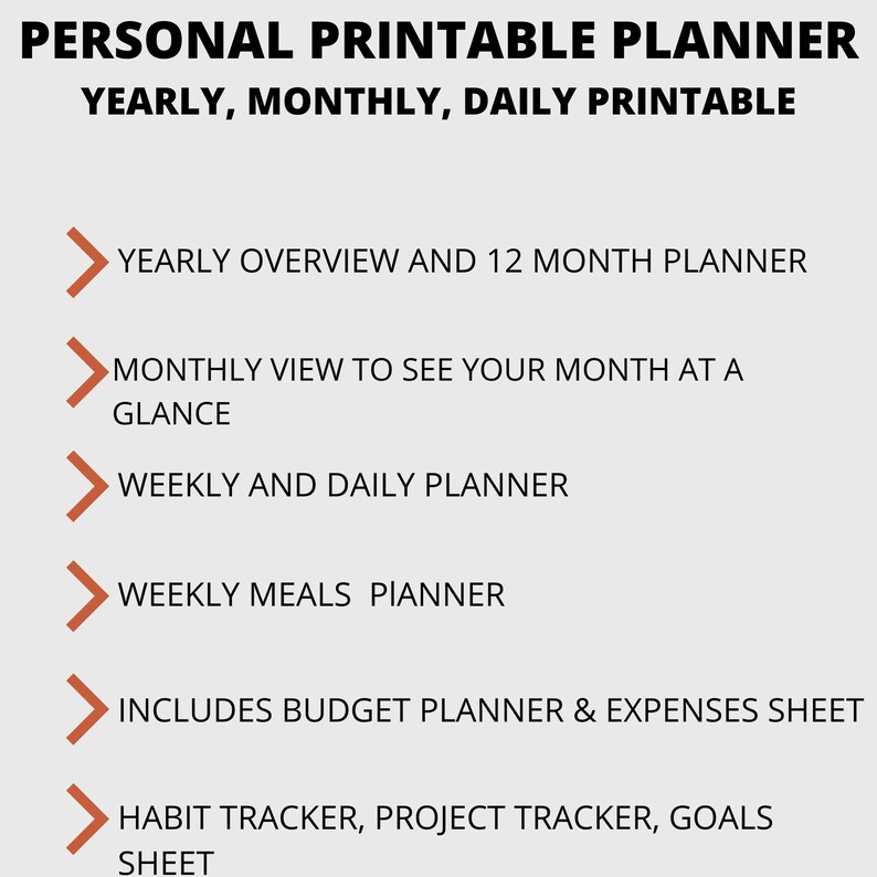 Personal Planner Printables Undated Weekly and Daily Planner - Etsy