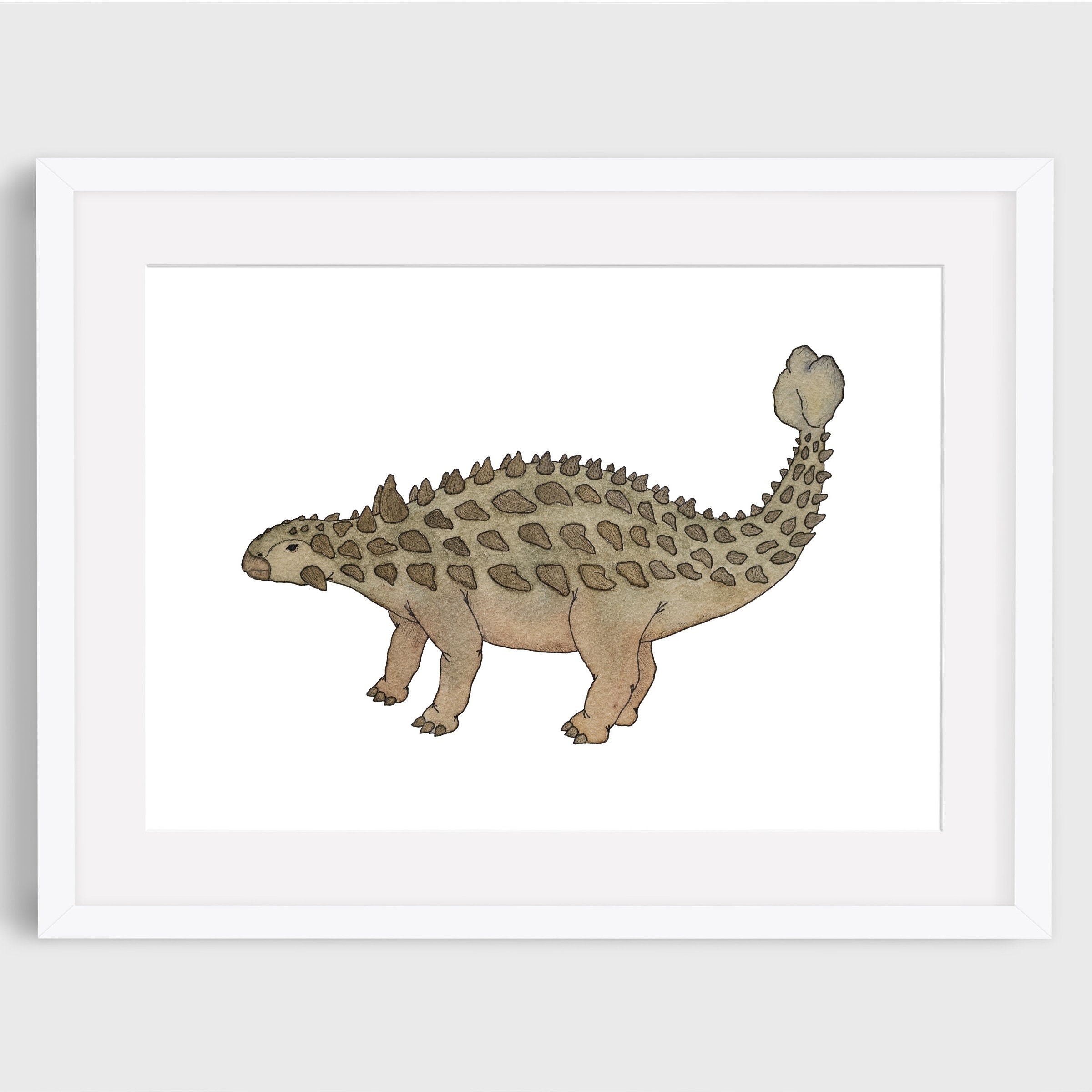 A4 or A5 Ankylosaurus Dinosaur Art Print, Dinosaur Watercolour, Kids ...