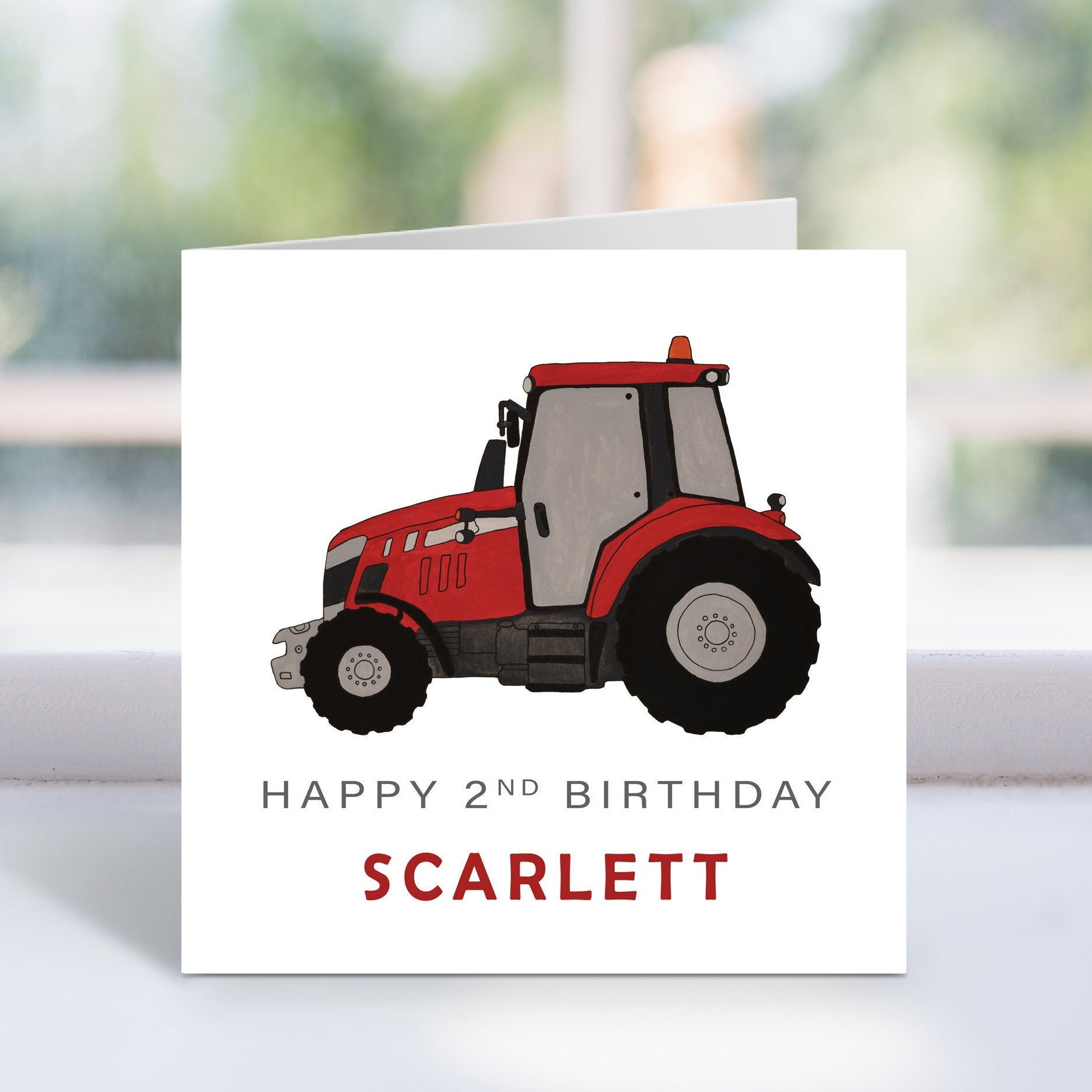 Personalised Red Tractor Card, Tractor Birthday Card, Custom Greetings ...