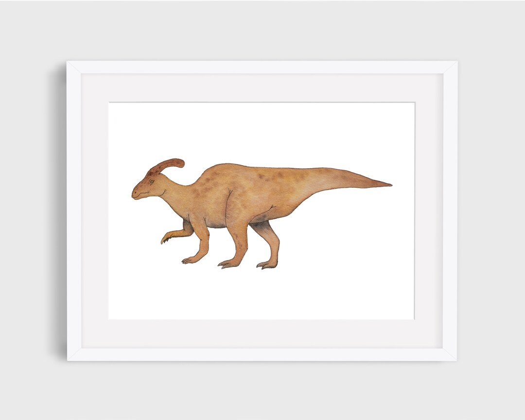 A4 or A5 Parasaurolophus Dinosaur Print, Dinosaur Watercolour, Kids ...