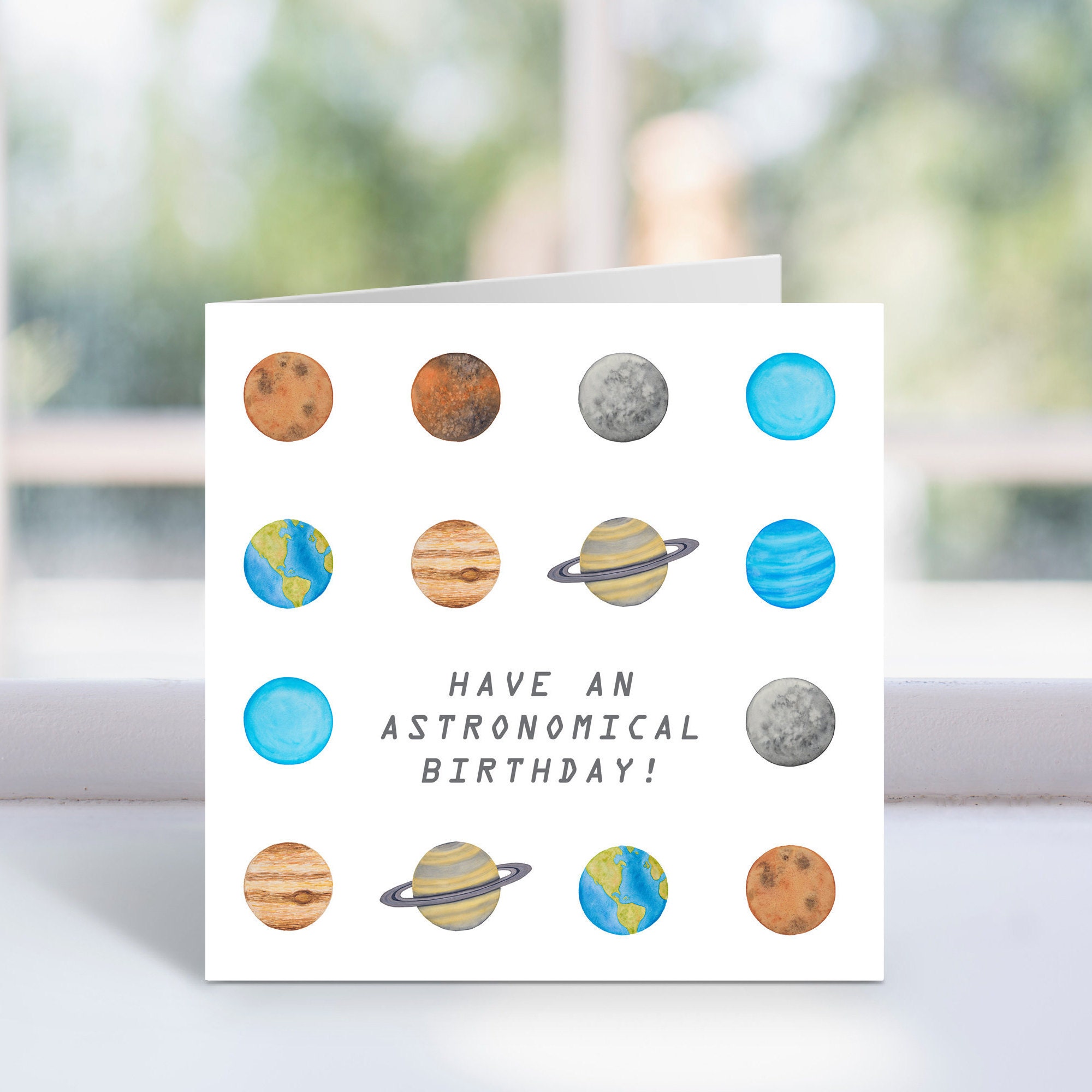 Space Theme Birthday Card, Planets Birthday Card, Solar System Birthday ...