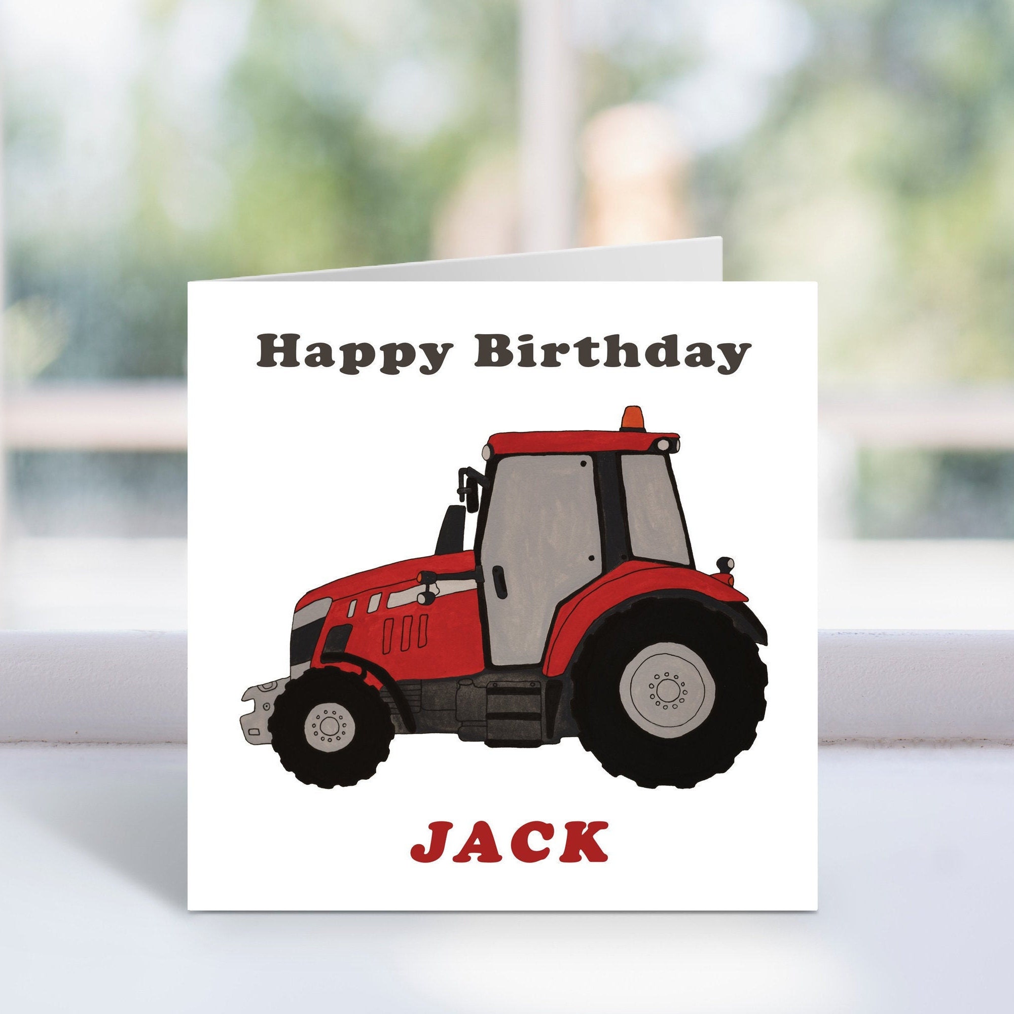 Personalised Red Tractor Card Tractor Birthday Card Custom | Etsy