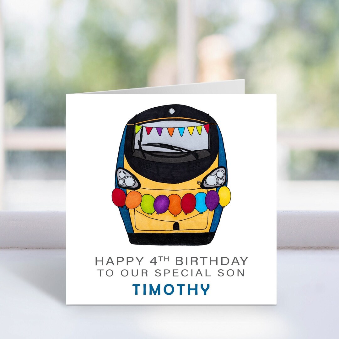 Personalised Pendolino Train Card, Train Birthday Card for Boy, Son ...