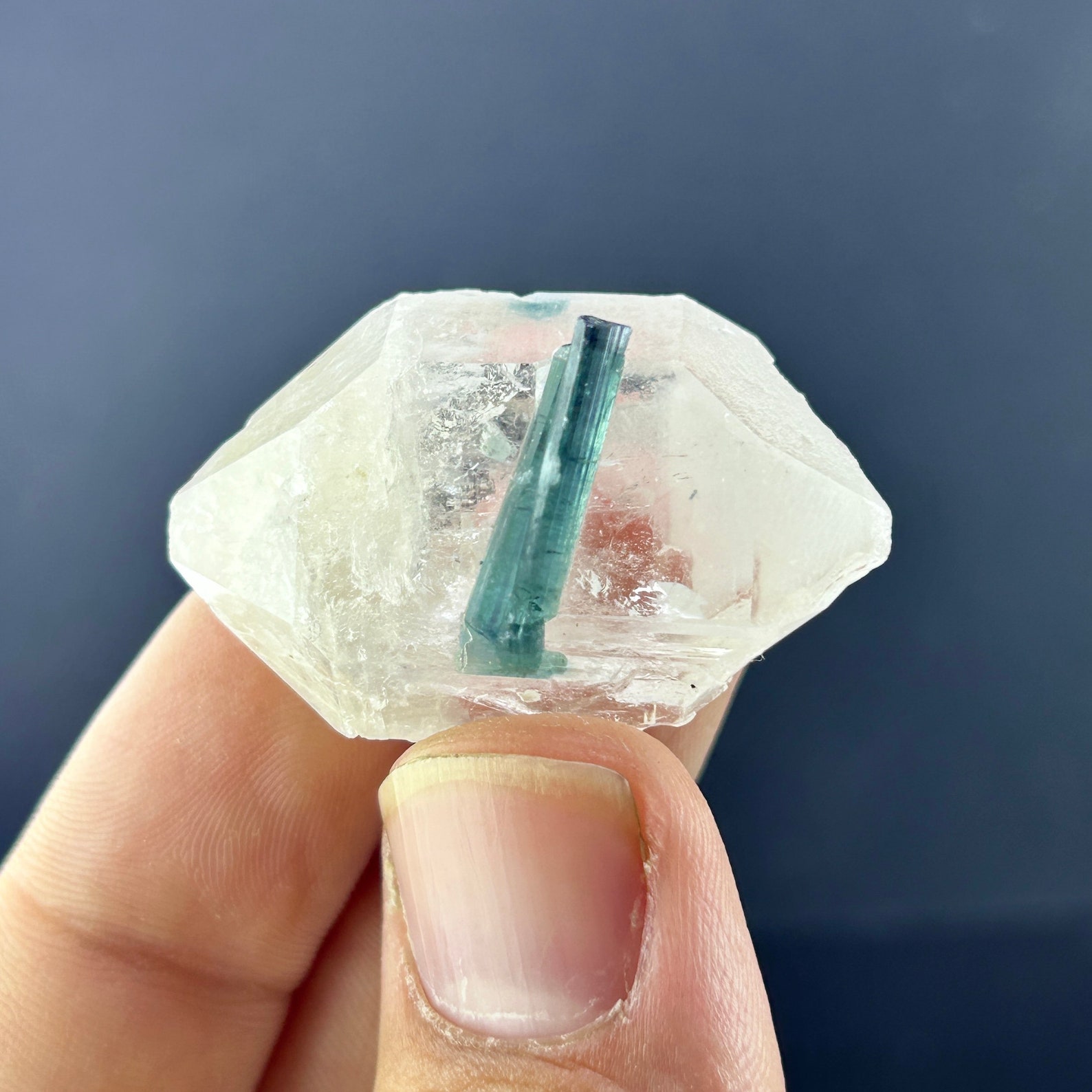 Indicolite Tourmaline With Quartz , Unique Structure 18g Kunar ...