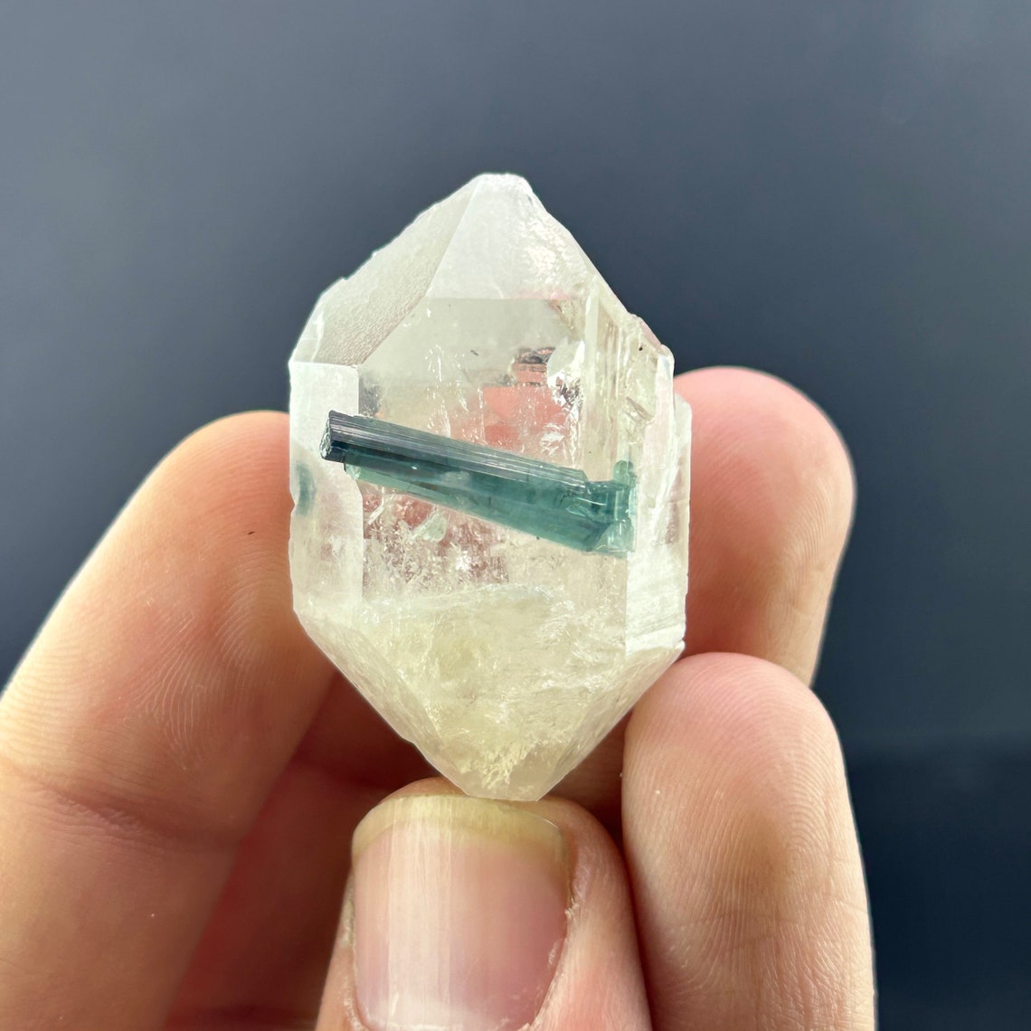 Indicolite Tourmaline With Quartz , Unique Structure 18g Kunar ...