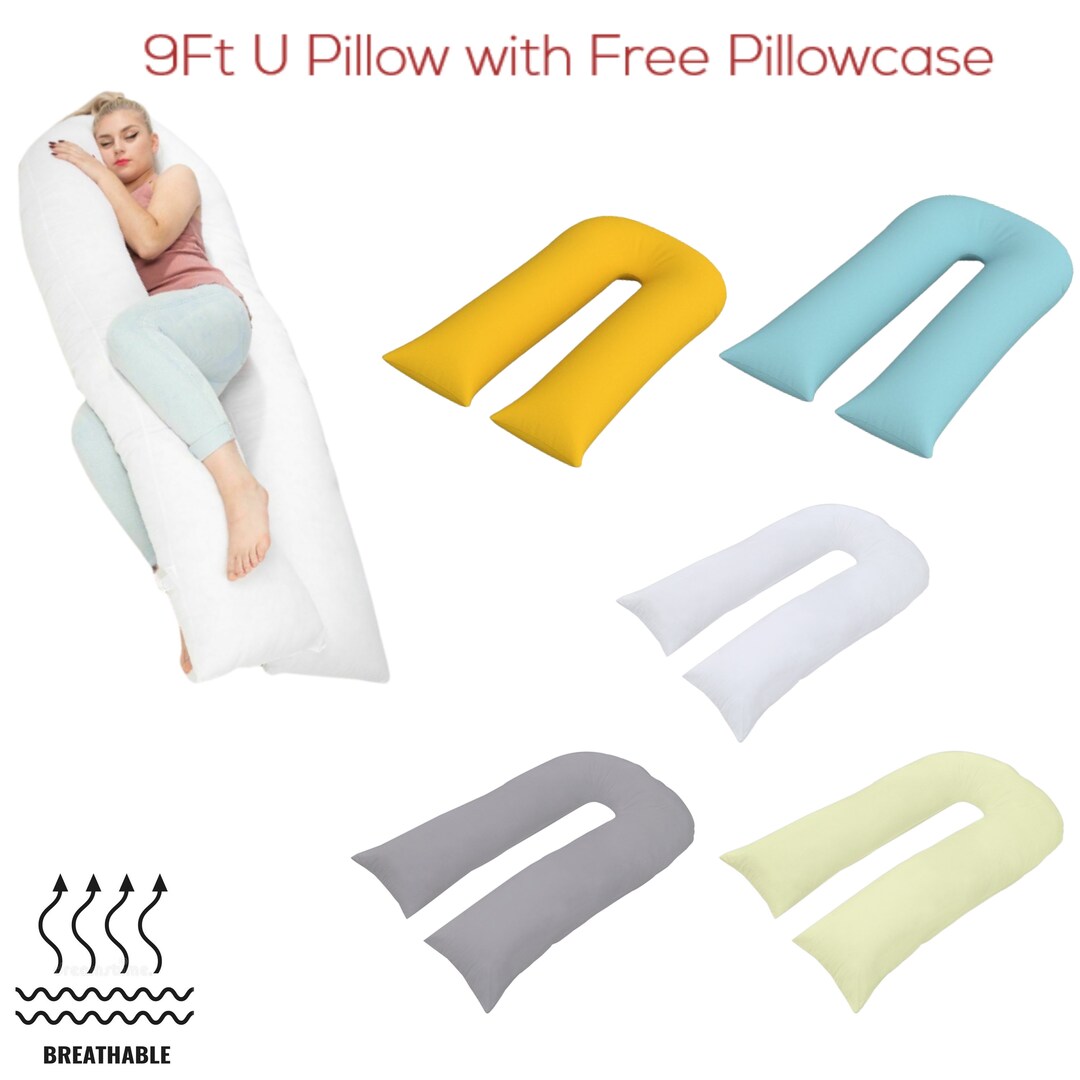 Hollowfibre 9FT U Shaped Pillow With Free Pillowcase Maternity ...