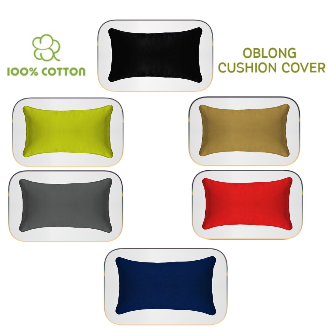 Oblong Cushion Cover Rectangular Shape Plain Cushion Cases 100% Cotton ...