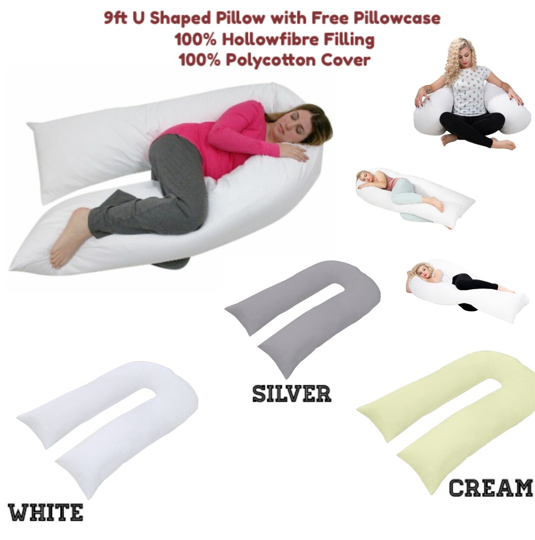 Hollowfibre 9FT U Shaped Pillow With Free Pillowcase Maternity - Etsy UK