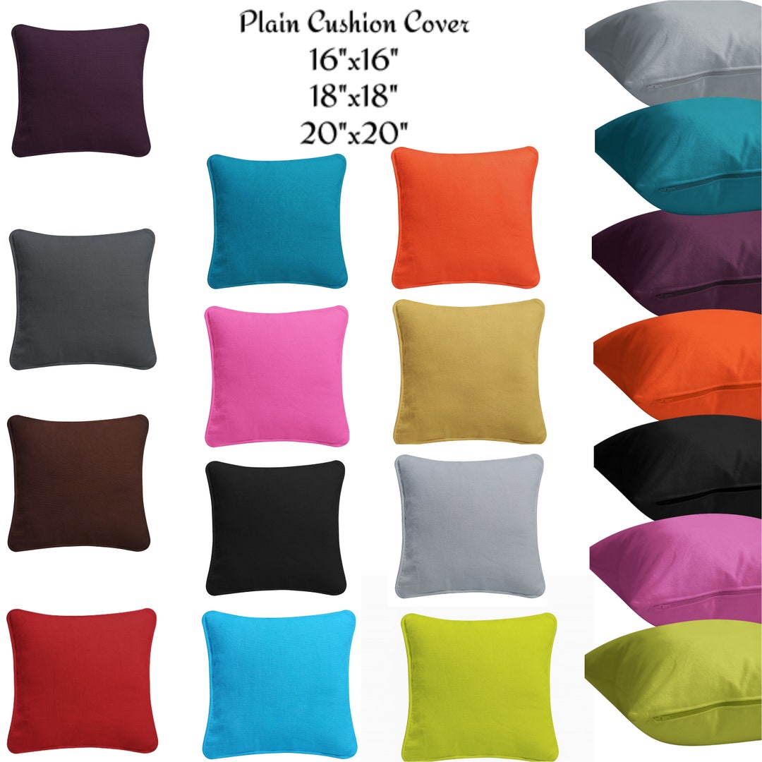 Plain Dyed Cushion Cover 100% Cotton Case Home Sofa Decor Available 16 ...