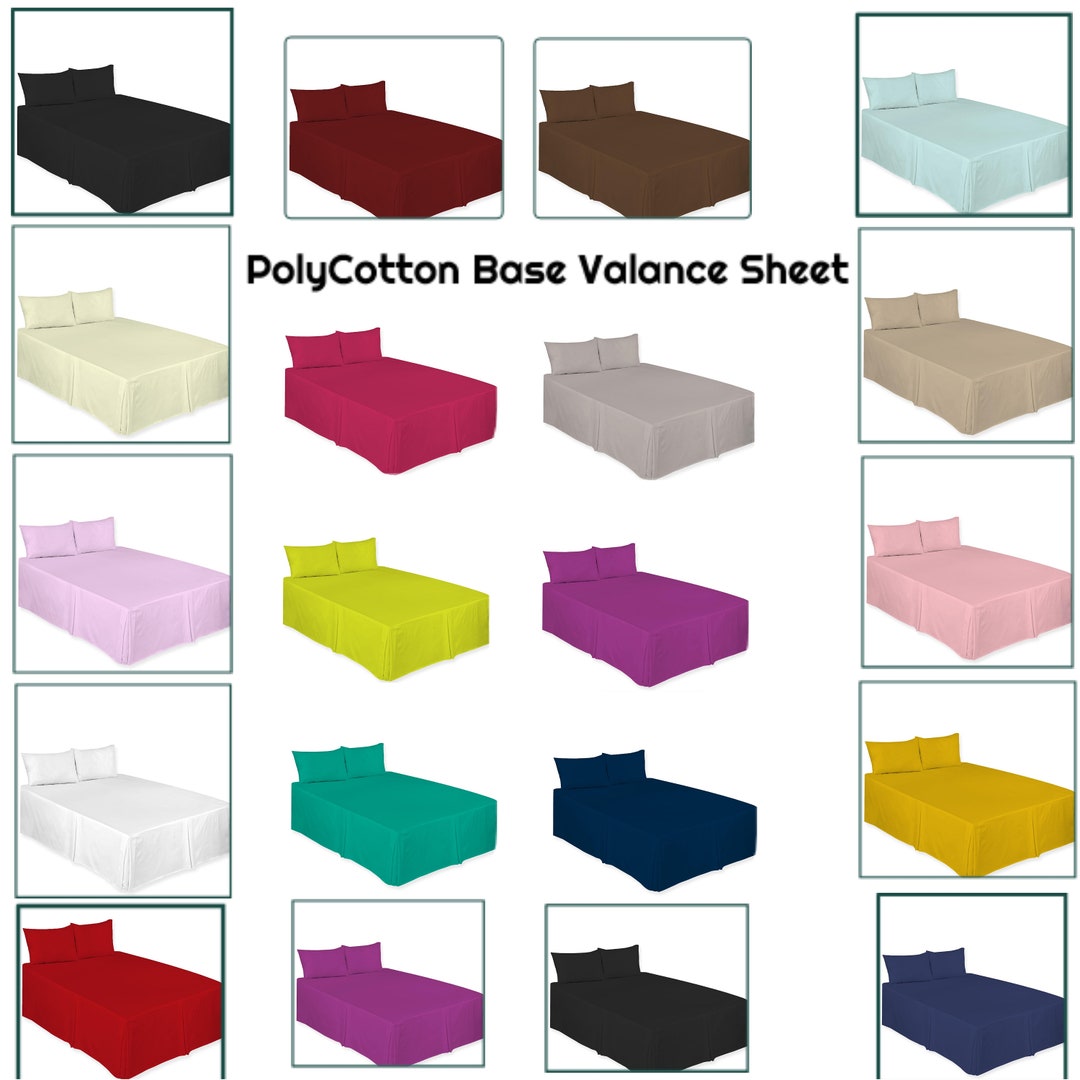 Base Valance Sheet Plain Dyed 100% Poly Cotton Platform Box Pleated in ...