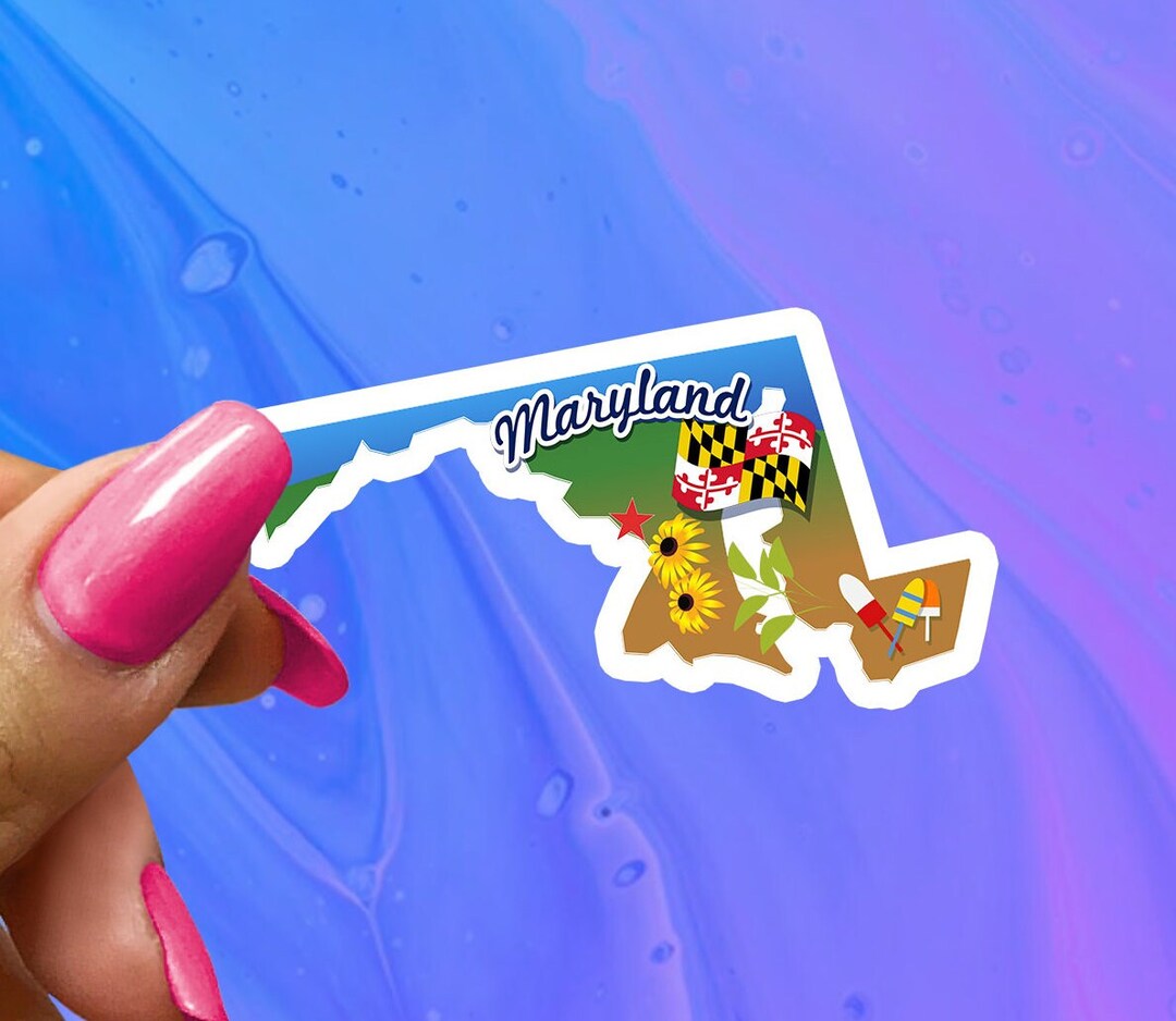 Maryland State Sticker, Maryland Decal, State Laptop Stickers ...