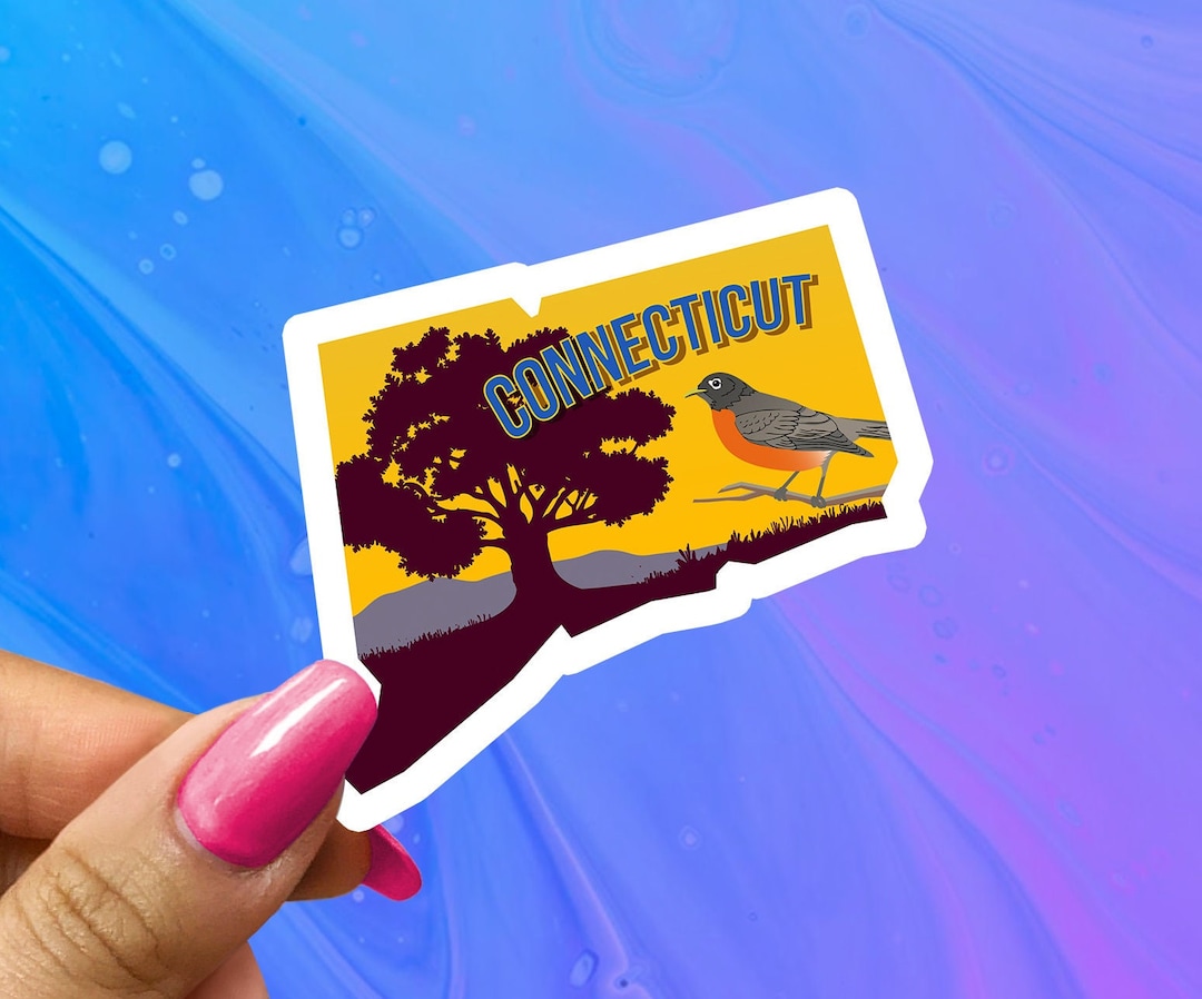 Connecticut State Sticker, Connecticut Decal, State Laptop Stickers ...