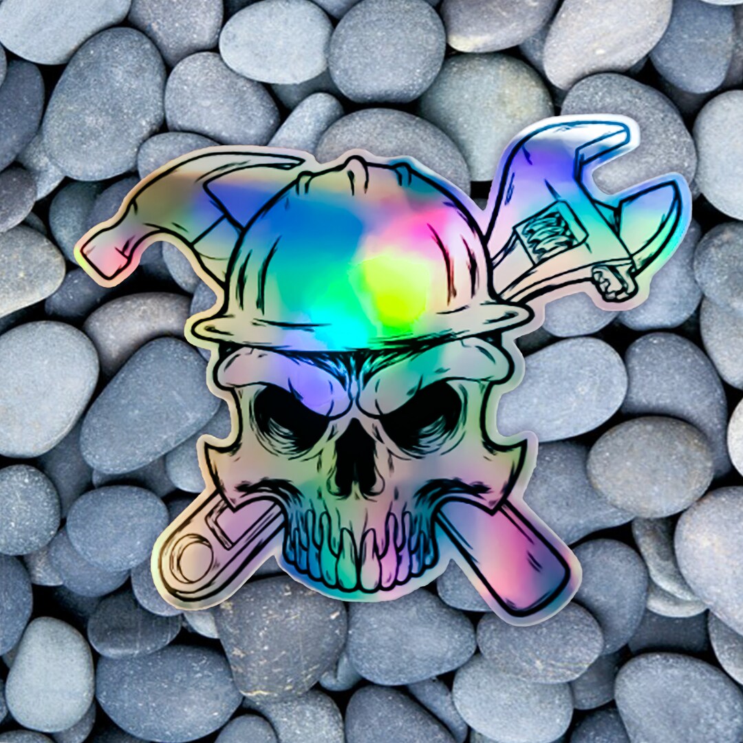 Construction Skull Hardhat Sticker 3x3” - Etsy