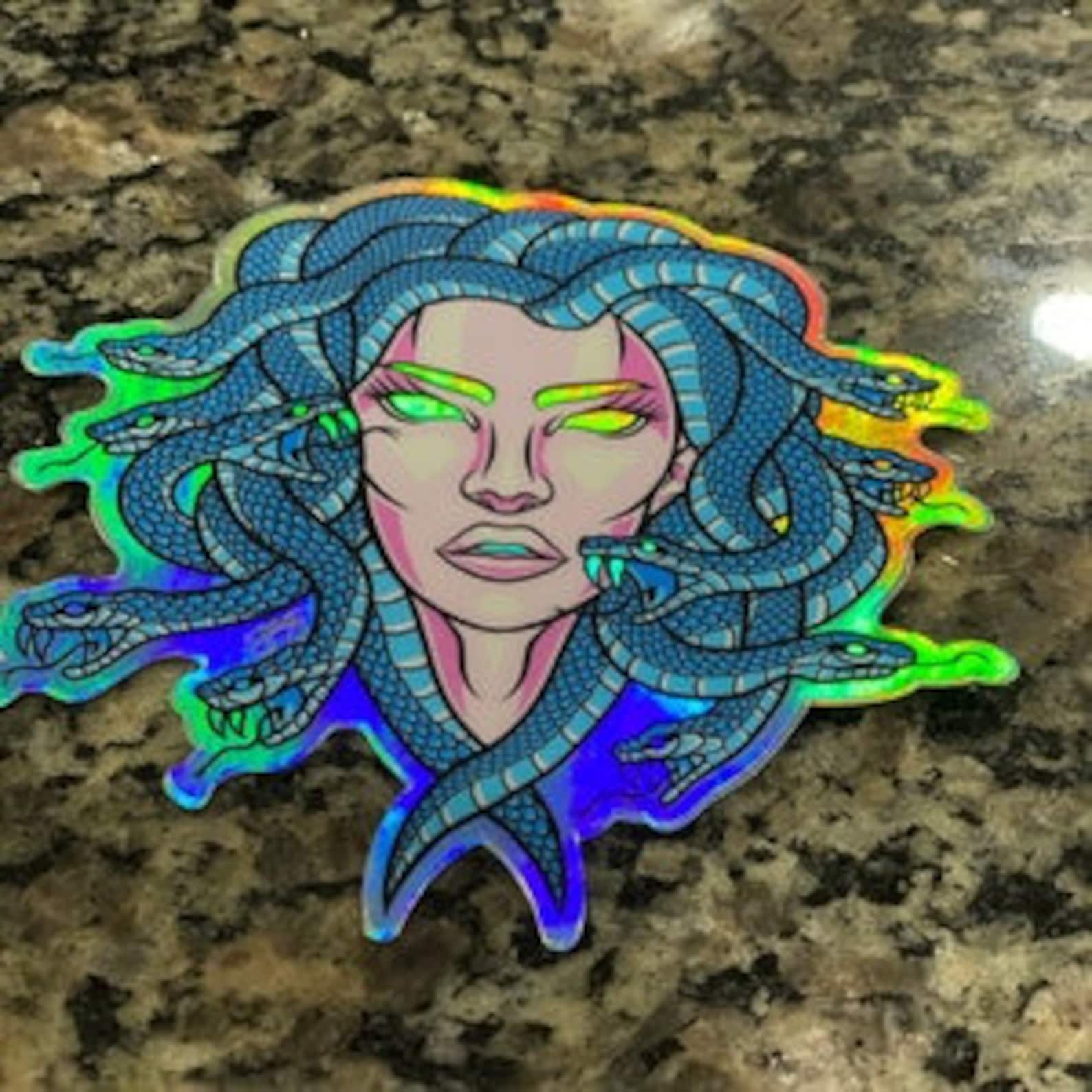 Medusa Sticker Holographic 4x4 Water Bottle Sticker - Etsy